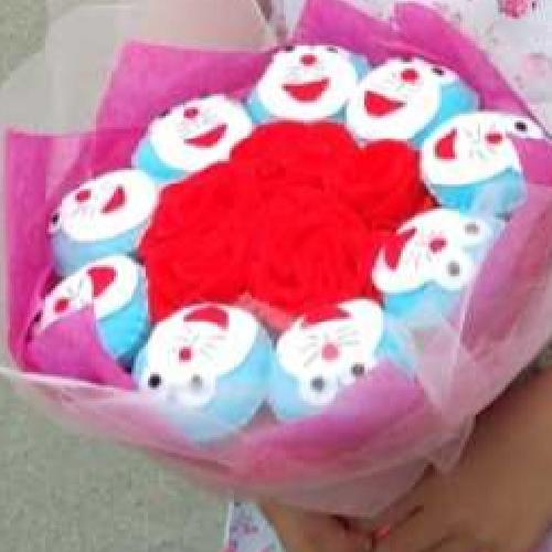 Buket bunga doraemon